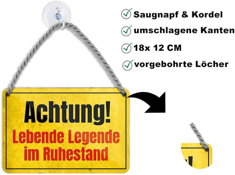 Blechschild Lustiger Spruch “Achtung lebende Legende im Ruhestand ...