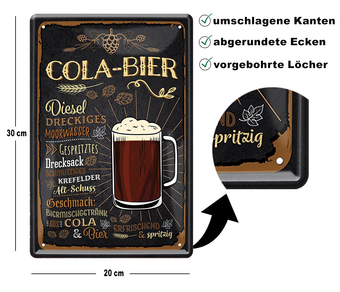Blechschilder Bier lustiger Spruch “Cola-Bier” Geschenkidee Männer ...
