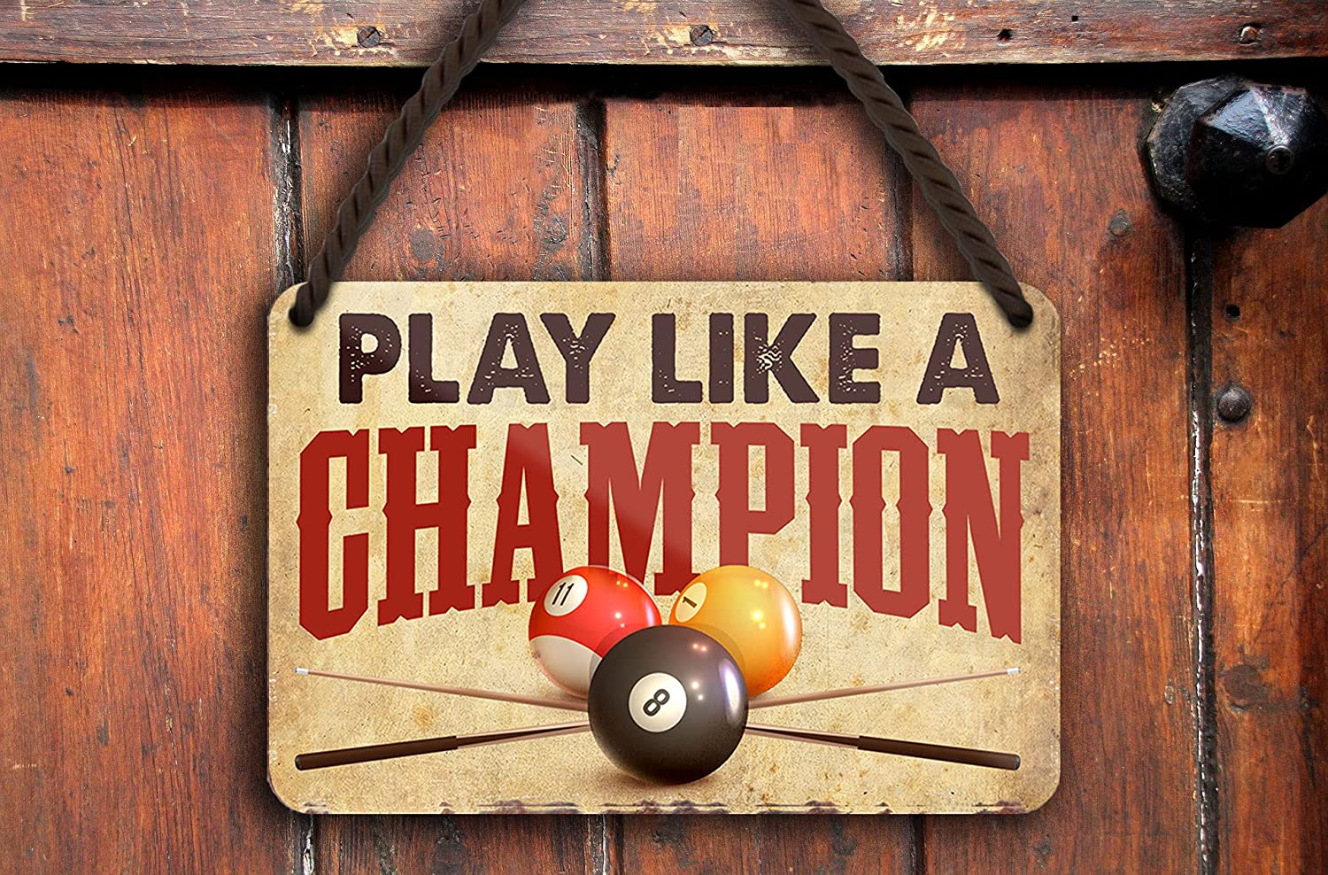Blechschild Pool Spruch “Play Like a Champion“ Geschenkidee Männer ...